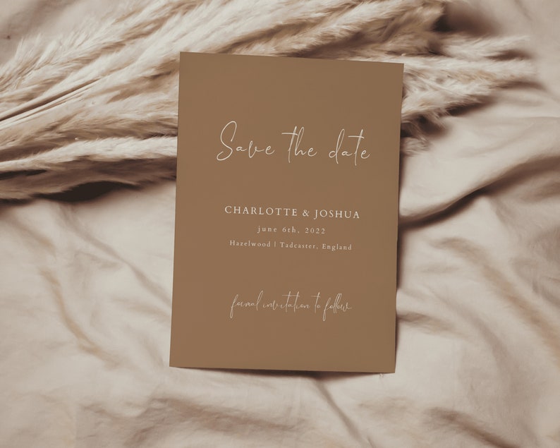 Boho Save the Date Template Printable Brown Save the Date | Etsy