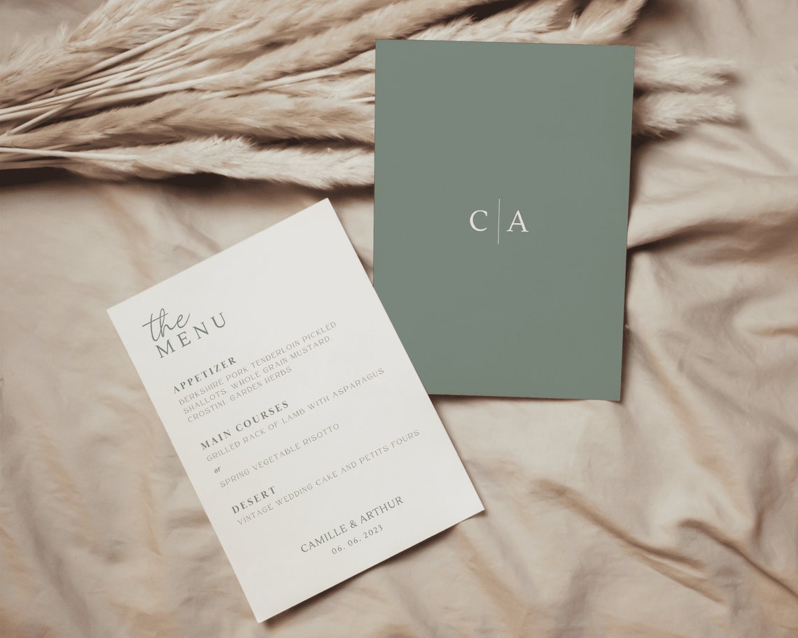 Sage Green Wedding Menu Template Dinner Menu Template Sage - Etsy