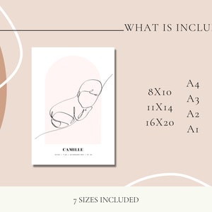 Birth Poster Template, Newborn Illustration in Scale, Birth Gift, Birth ...