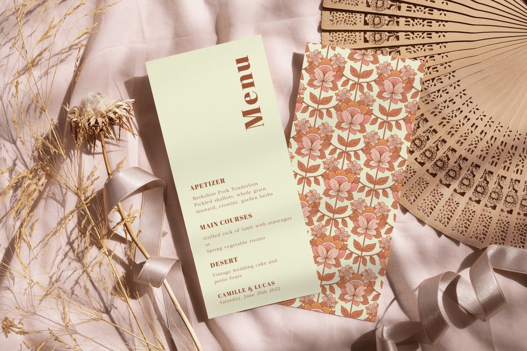 Retro Wedding Menu, 70s Inspired Wedding Menu, Colorful Wedding ...
