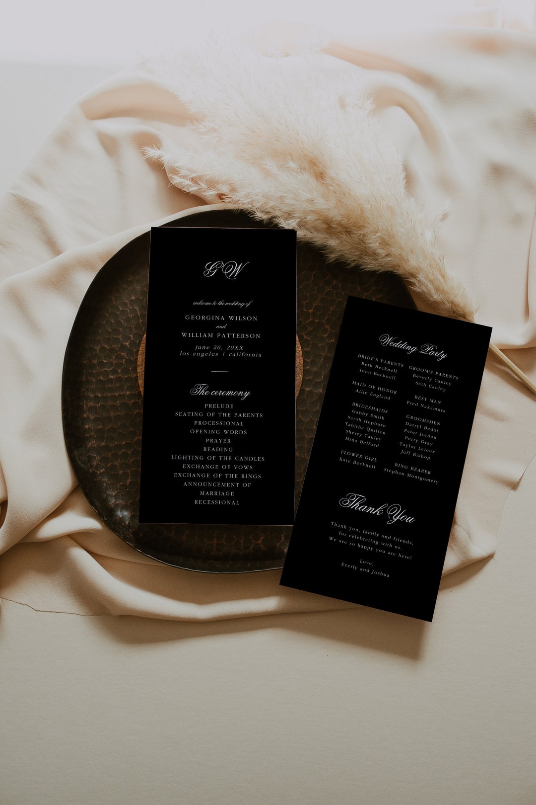 Wedding Program Template, Elegant Wedding Program, Script Wedding ...