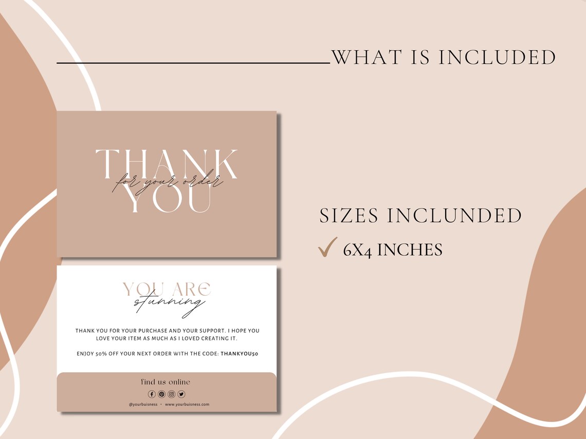 Thank You Cards Business Template Etsy Small Business Thank - Etsy