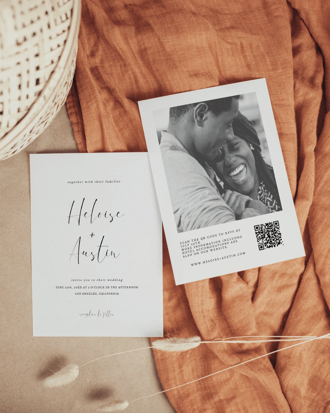 Wedding Invitation QR Code, Minimalist Wedding Invitation Template ...