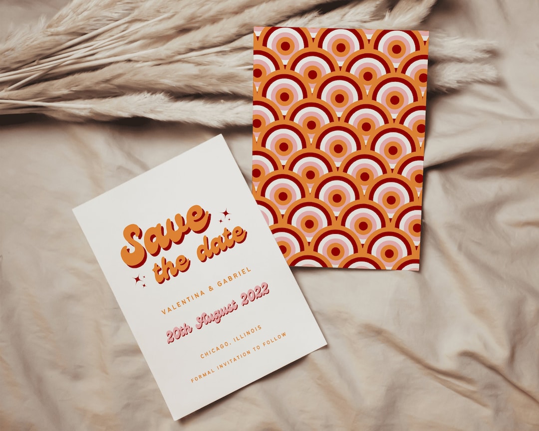 Retro Save the Date Template, Boho Save the Date Editable Printable ...