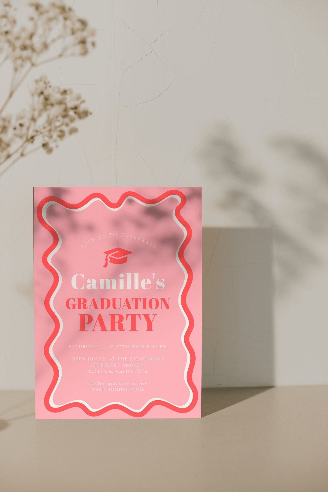 Graduation Party Invitation Template, Retro Printable Graduation Party ...