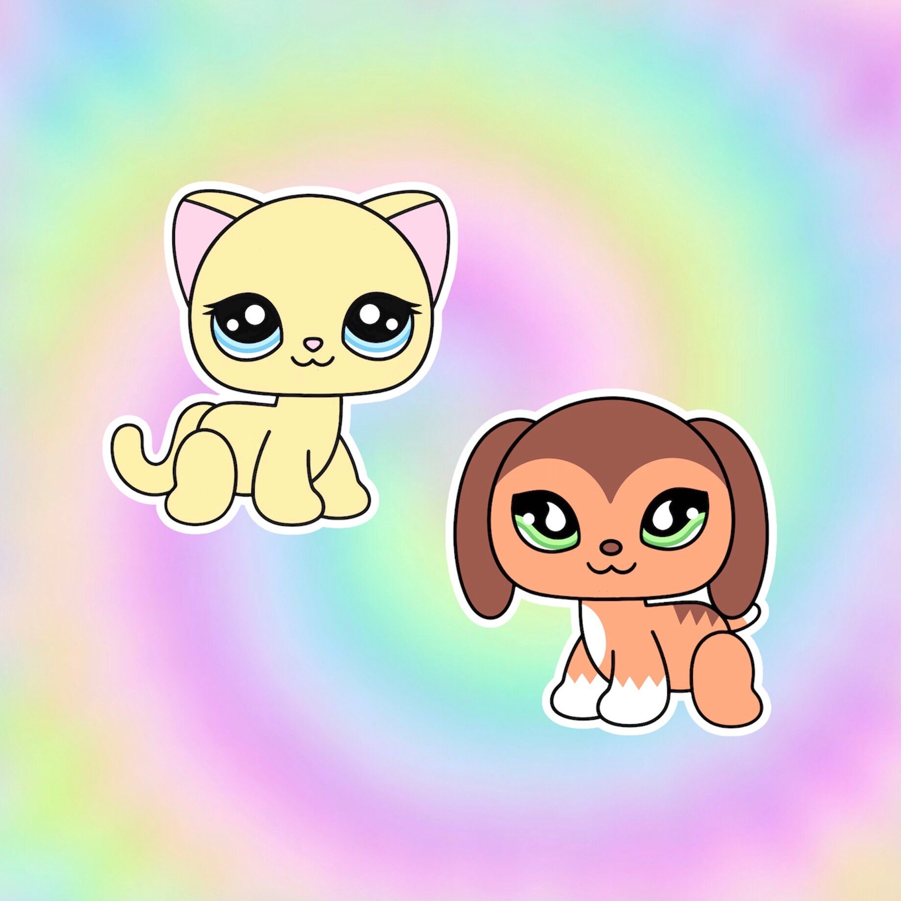 LPS Popular Shorthair Cat and Dachshund Stickers LPS Stickers Nostalgic ...