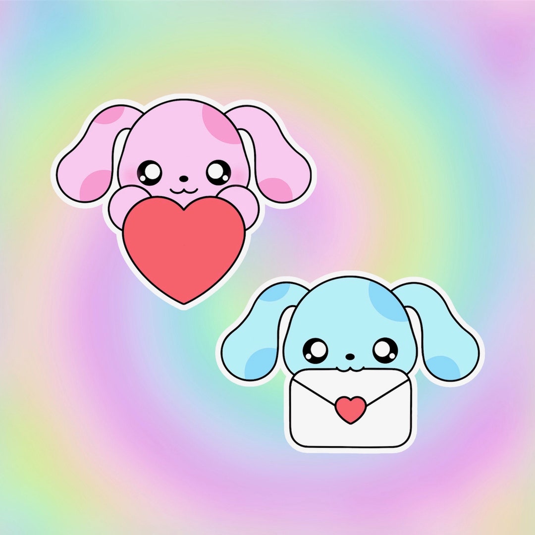 Blue and Magenta Dog Stickers Nostalgic Sticker Kidcore Sticker Heart ...