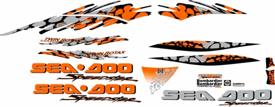 SEADOO SPEEDSTER 1996 GRAPHICS /decal / Sticker Kit Orange & Grey ...
