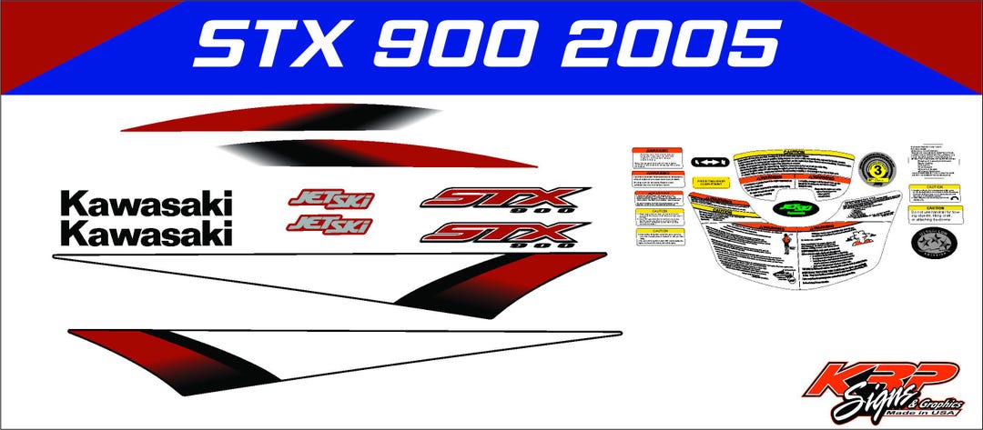 KAWASAKI STX 900 2005 Graphics / Decal / Sticker Kit Red - Etsy