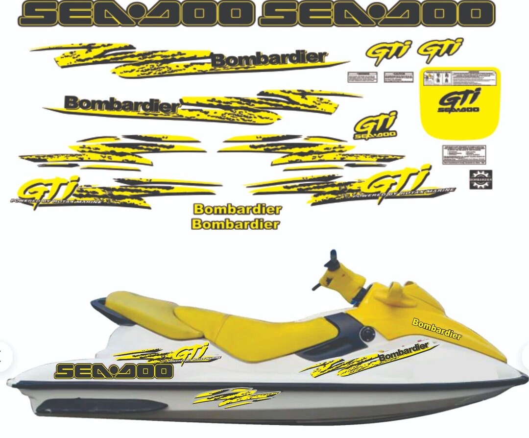 SEADOO GTI 1997 Graphics / Decal / Sticker Kit Yellow and Black - Etsy