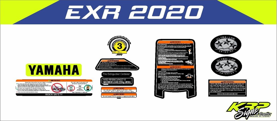 YAMAHA WAVERUNNER EXR 2020 Graphics / Decal / Sticker Kit Warning ...