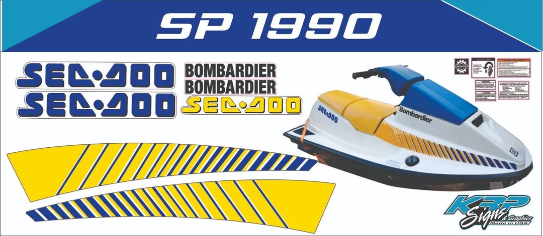 SEADOO SP 1990 Graphics / Decal / Sticker Kit CUSTOM Yellow & Blue - Etsy
