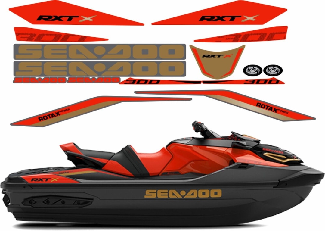 SEADOO RXT X 300 2020 Graphics / Decal / Sticker Kit Red & Gold - Etsy