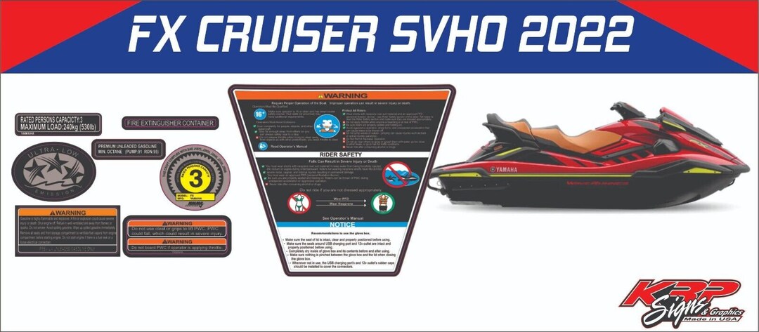 YAMAHA WAVERUNNER FX Cruiser Svho 2022 Graphics / Decal / Sticker Kit ...