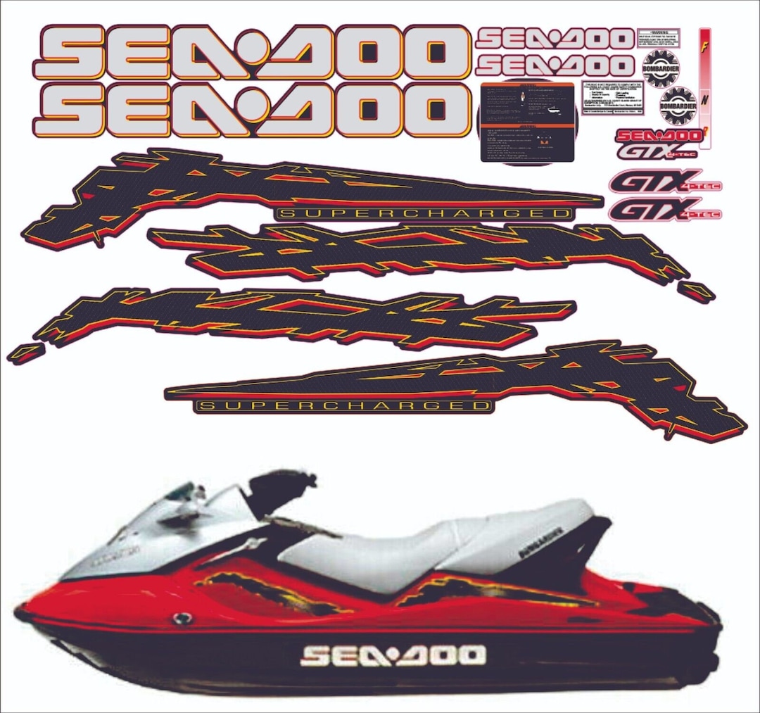 SEADOO GTX 2003 Graphics / Decal / Sticker Kit RED - Etsy