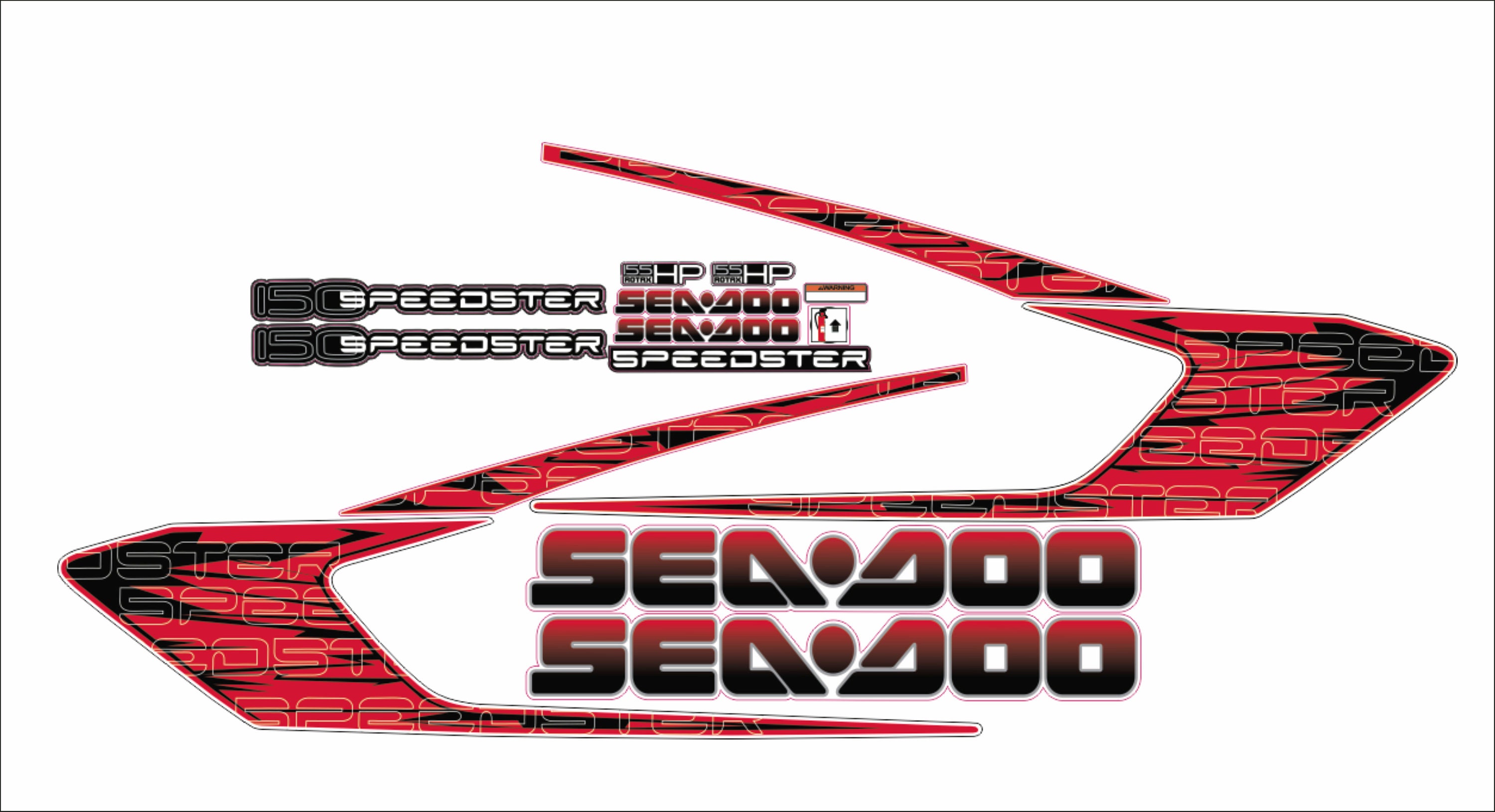 Seadoo Speedster 2005 Graphic / Decal Replacement Kit RED Graphics ...