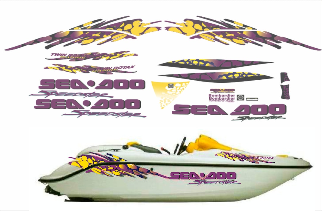 Sea Doo Speedster 1996 Purple , Yellow, Graphics / Decal / Sticker Kit ...