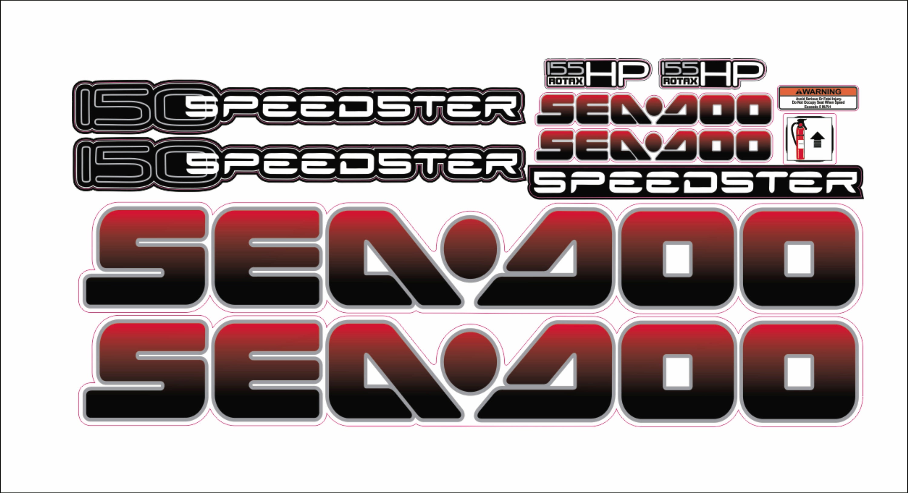 Seadoo Speedster 2005 Graphic / Decal Replacement Kit RED Graphics ...