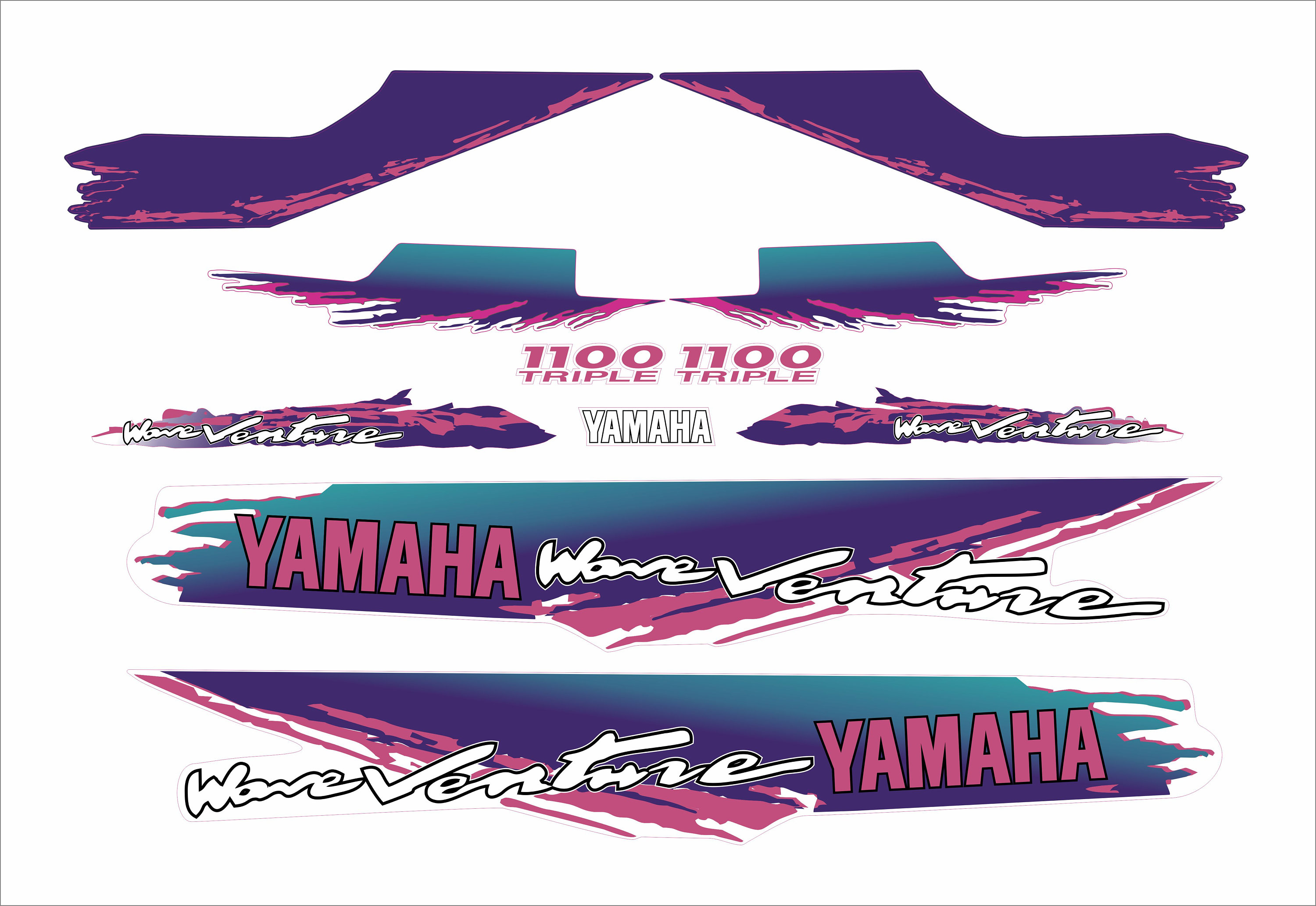 Yamaha Waveventure 1996 - 1997 1100 Triple Graphics / Decal / Sticker ...