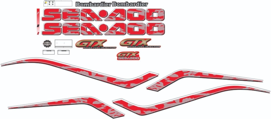 SEADOO GTX RFI 1999 Graphics / Decal / Sticker Kit Custom Red - Etsy