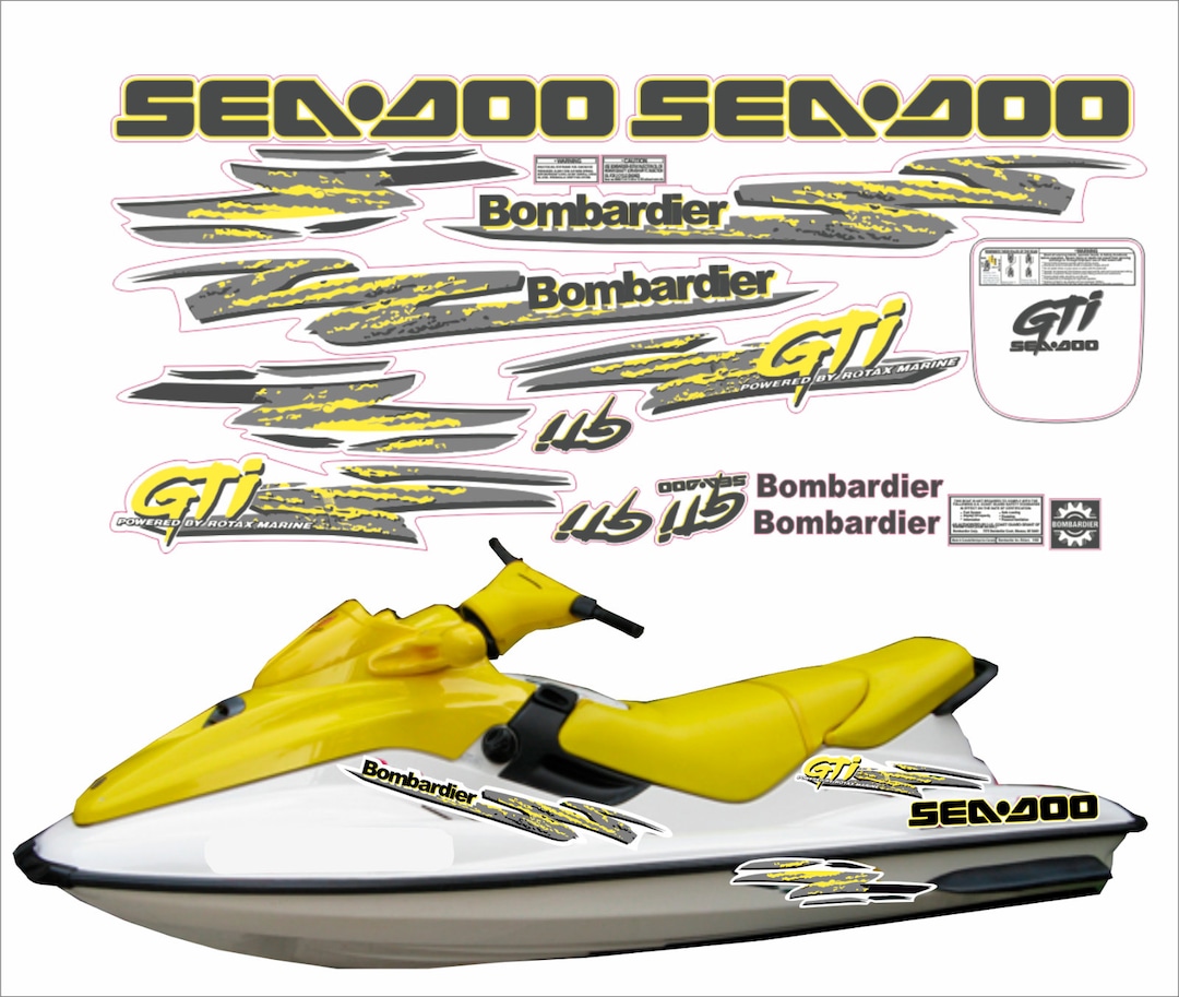 SEADOO GTI 1997 Graphics / Decal / Sticker Kit Grey - Etsy