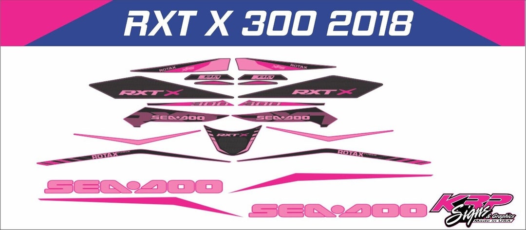 SEADOO RXT X 300 2018 Graphics / Decal / Sticker Kit Custom Black ...