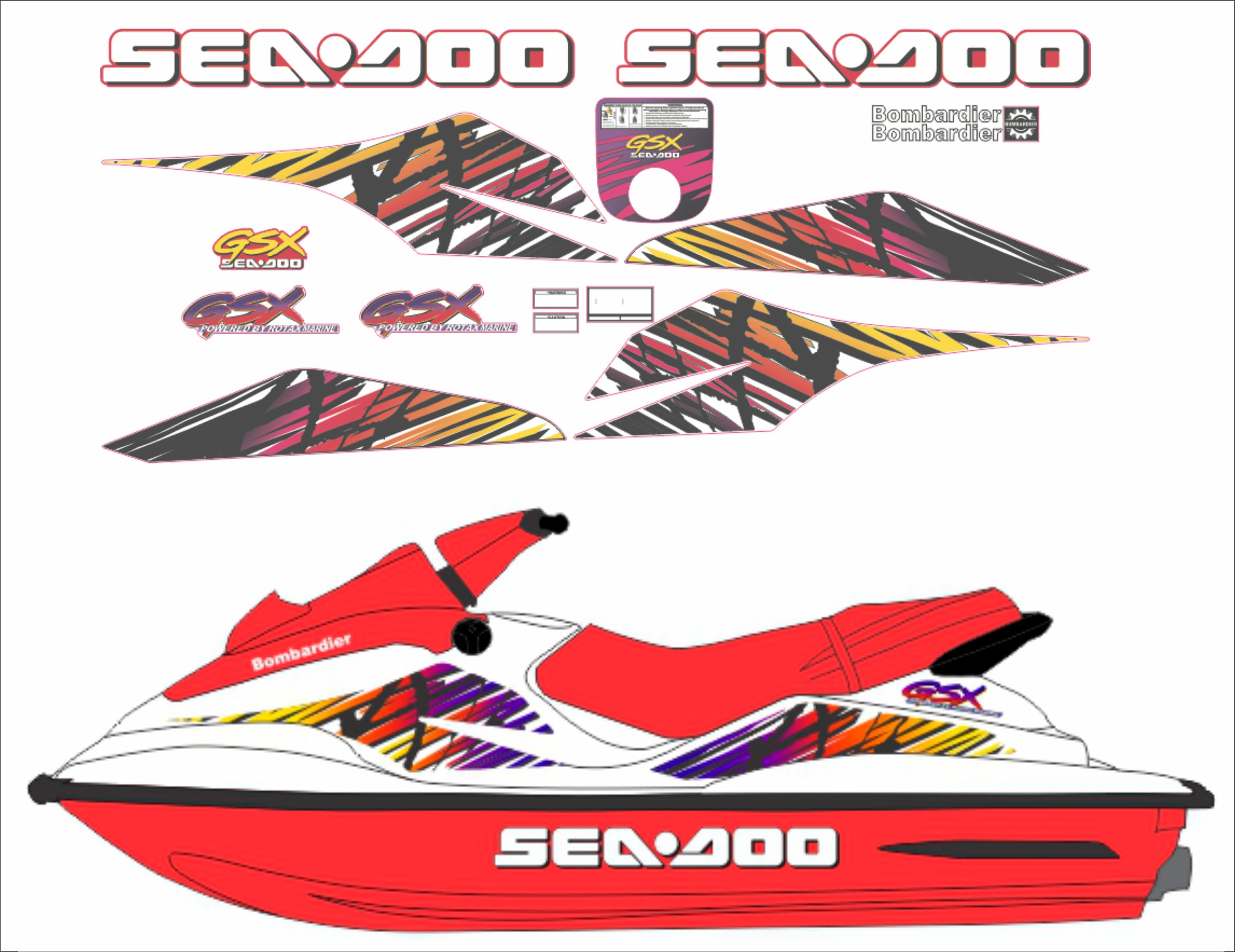 Seadoo GSX 1997 Graphics / Decal / Sticker Kit - Etsy