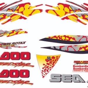 SEADOO SPEEDSTER 1996 GRAPHICS /decal / Sticker Kit Grey, Red ,yellow ...