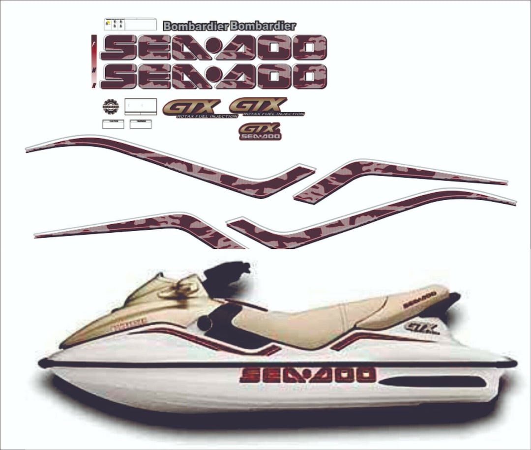 SEADOO GTX RFI 1999 Graphics / Decal / Sticker Kit Burgandy - Etsy