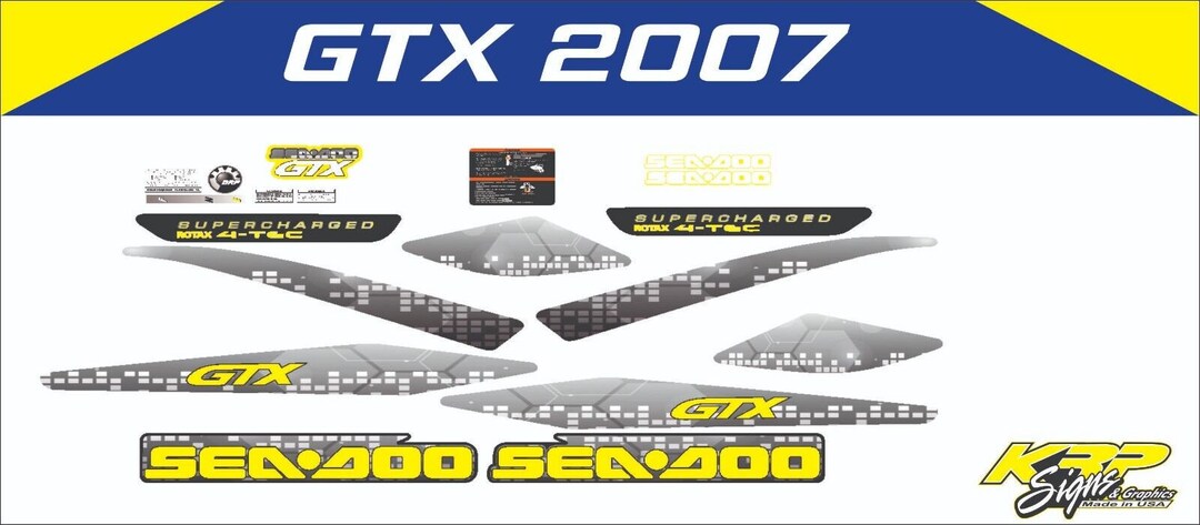 SEADOO GTX 2007 Graphics / Decal / Sticker Kit CUSTOM Grey & Yellow - Etsy