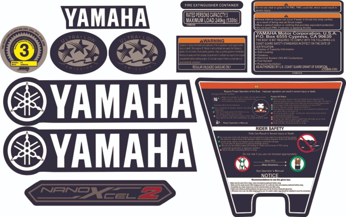 YAMAHA WAVERUNNER FX Cruiser Svho 2019 Graphics / Decal / Sticker Kit ...