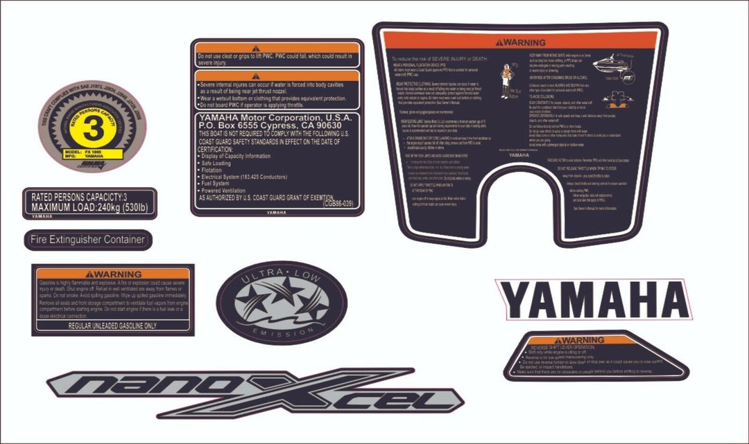 YAMAHA WAVERUNNER FX 2009-2010 Graphics / Decal Warning / Sticker Kit ...