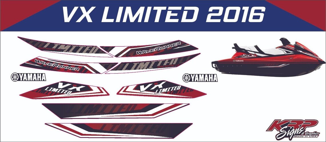 YAMAHA WAVERUNNER VX Limited 2016 Graphics / Decal / Sticker Kit Red - Etsy