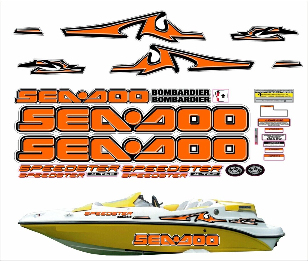 SEADOO SPEEDSTER 2003 GRAPHICS / Decal / Sticker Kit Orange - Etsy
