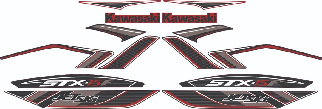 KAWASAKI STX-15 F 2015 Graphics / Decal / Sticker Kit Red - Etsy