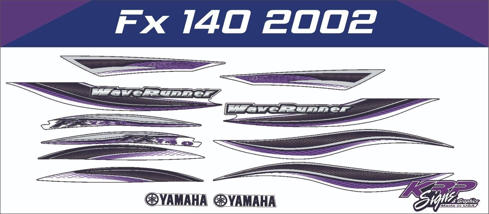 YAMAHA WAVERUNNER FX 140 2002 Graphics / Decal / Sticker Kit Custom ...