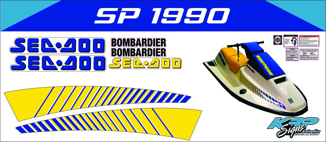 Seadoo SP 1990 Graphics / Decal / Sticker Kit - Etsy