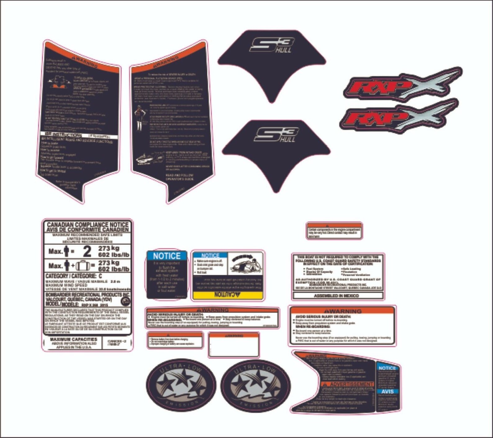 Seadoo RXP-X 260 2015 Graphics / Decal / Sticker Kit - Etsy