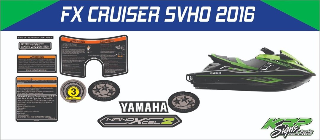 YAMAHA WAVERUNNER FX Cruiser Svho 2016 Graphics / Decal / Sticker ...