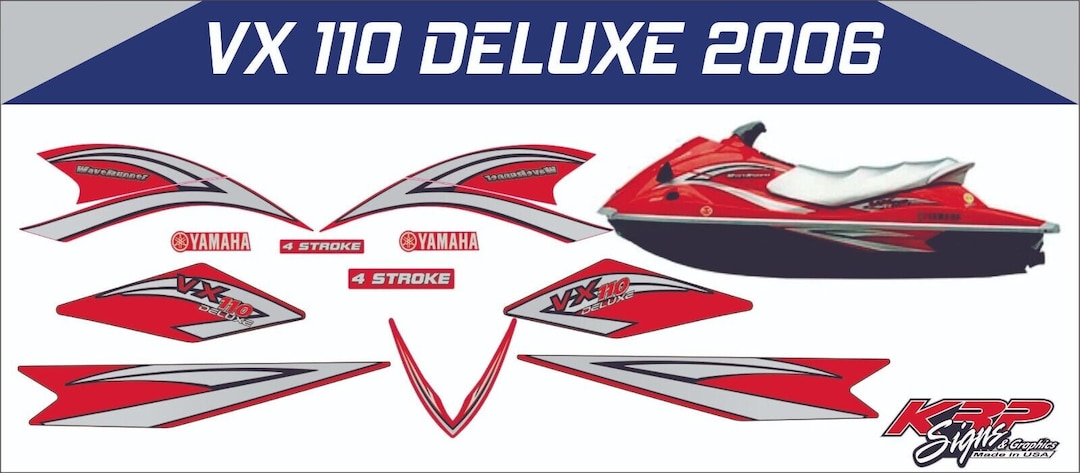 YAMAHA WAVERUNNER VX 110 Deluxe 2006 Graphics/ Decal / Sticker Kit Red ...