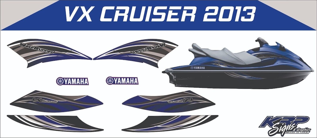 YAMAHA WAVERUNNER VX Cruiser 2013 Graphics / Decal / Sticker Kit Blue 2 ...