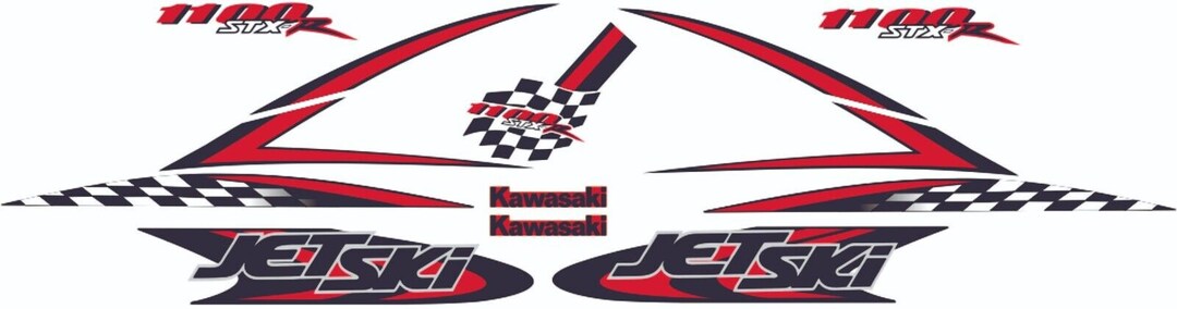 KAWASAKI STX 1100 2002 Graphics / Decal / Sticker Kit RED ,grey, Black ...