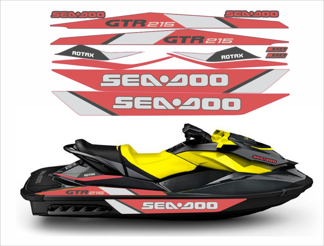 SEADOO GTR 215 2015-16 Graphics / Decal / Sticker Kit Red / Light Grey ...