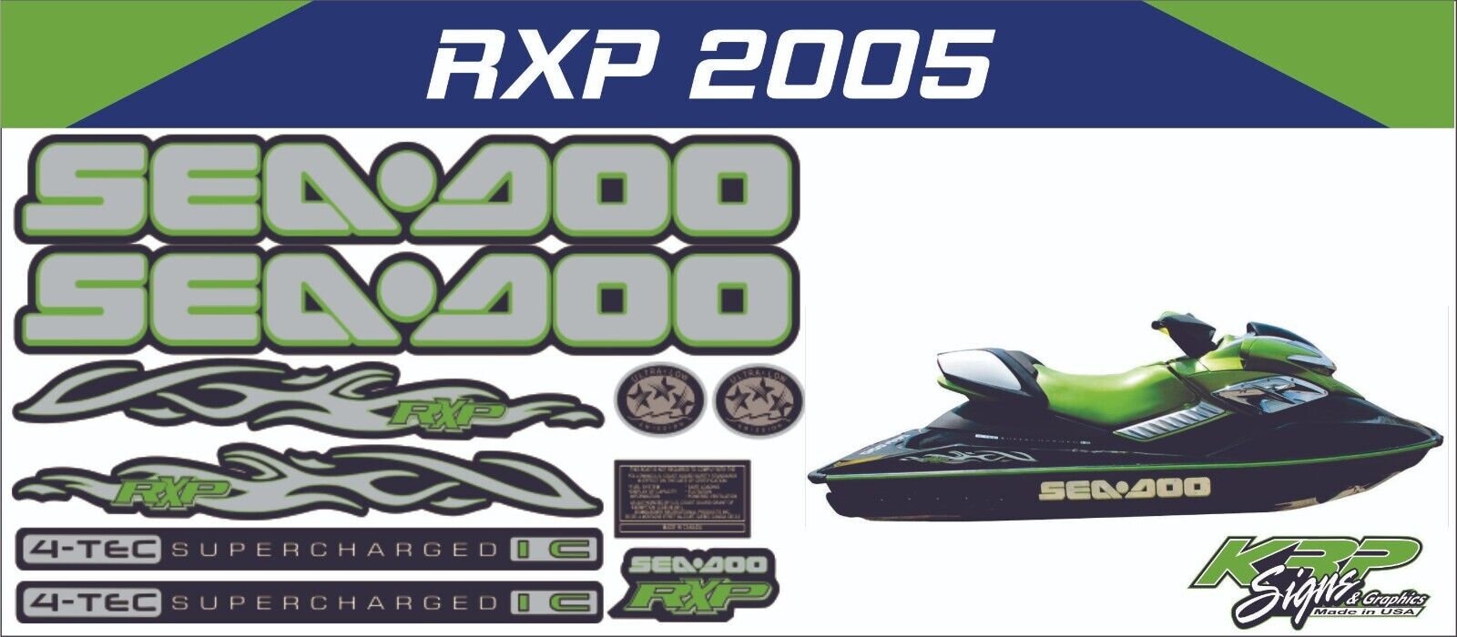 SEADOO RXP 215 2005 Graphics / Decal / Sticker Kit GREEN - Etsy
