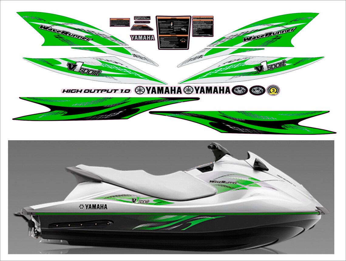 Waverunner VX V1 SPORT 2016 Graphics / Decal / Sticker Kit GREEN - Etsy