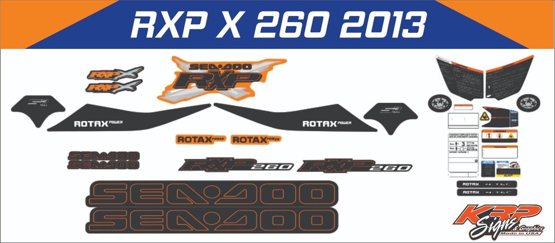 SEADOO RXP X 260 2013 Graphics / Decal / Sticker Kit Orange Custom - Etsy