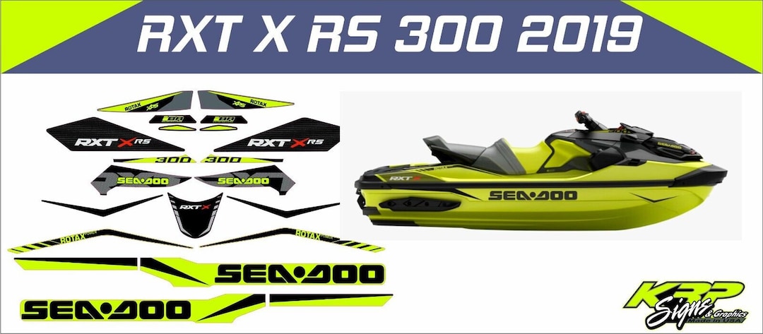 SEADOO RXT X Rs 300 2019 Graphics / Decal / Sticker Kit Yellow & Black ...