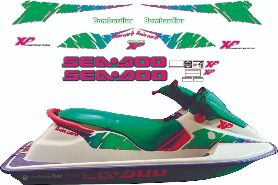 SEADOO XP 1993 Graphics / Decal / Sticker Kit PINK & Green - Etsy
