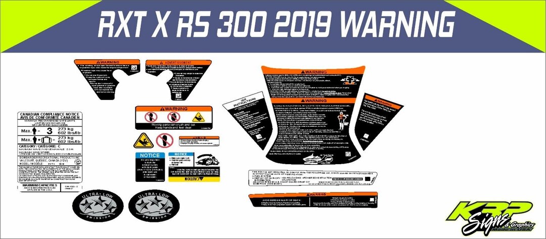SEADOO RXT X Rs 300 2019 Graphics / Decal / Sticker Kit Warning Decals ...