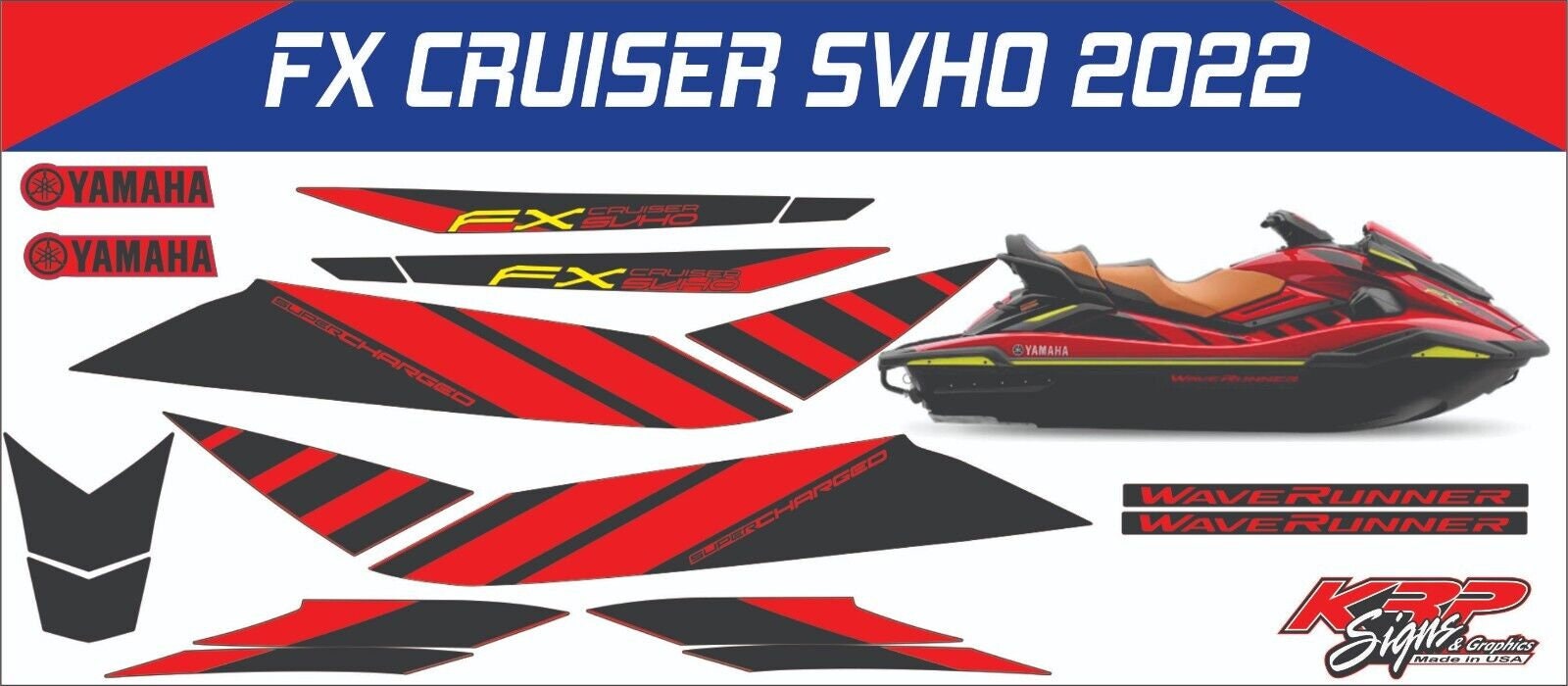 YAMAHA WAVERUNNER FX Cruiser Svho 2022 Graphics / Decal / Sticker Kit ...